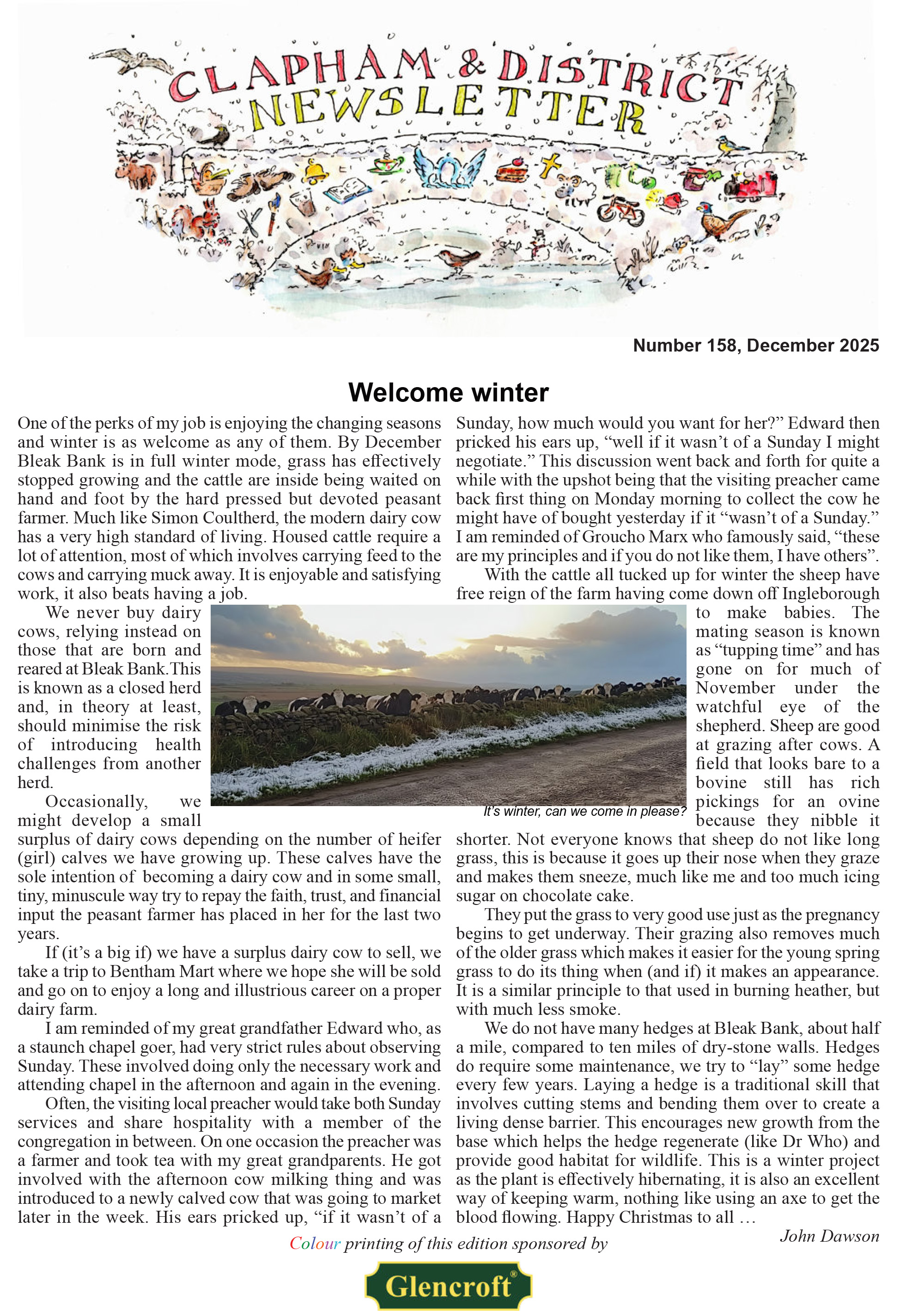 Clapham Newsletter 158, December 2025 – Clapham, North Yorkshire
